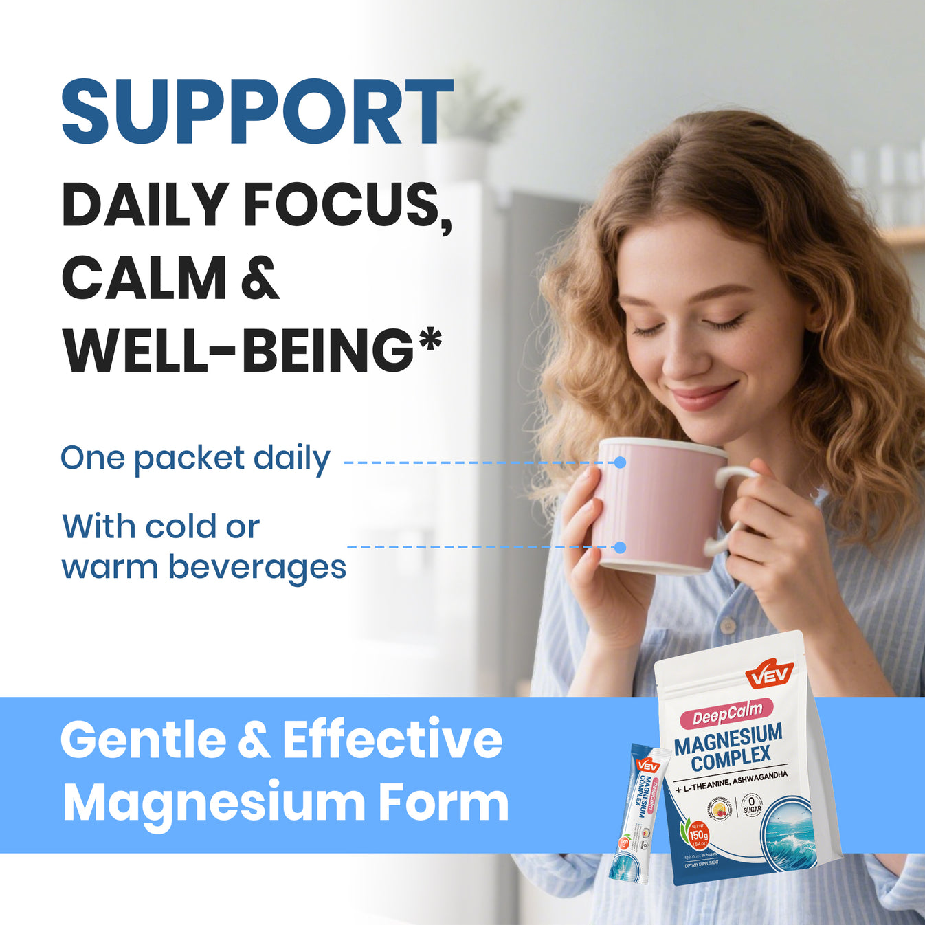 VEV DeepCalm Magnesium Drink Powder – 30 Ct